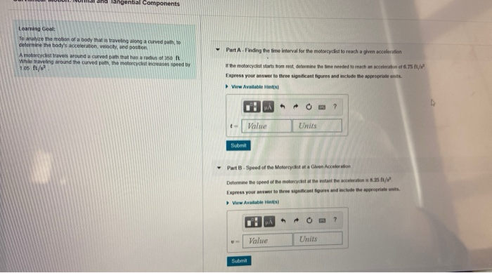 Solved m an Tangential Components Learning Goal To analyze | Chegg.com