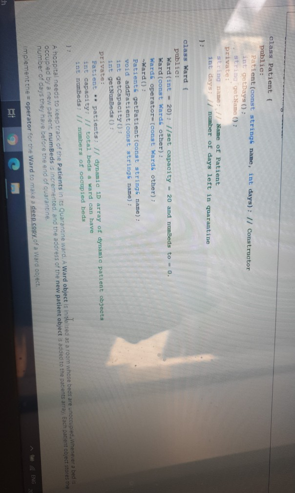 class Patient ! public: Patient (const string& name, | Chegg.com