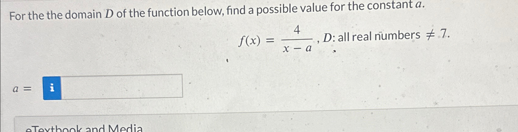 Solved For the the domain D ﻿of the function below, find a | Chegg.com