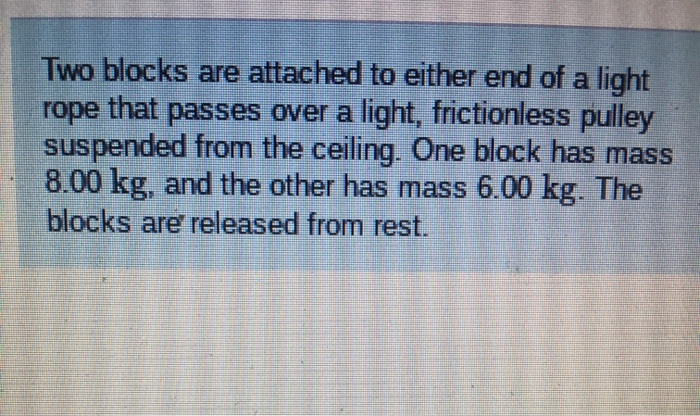 Solved Two blocks are attached to either end of a light rope | Chegg.com