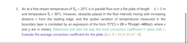 Solved Air at a free stream temperature of T∞=20°C ﻿is in | Chegg.com