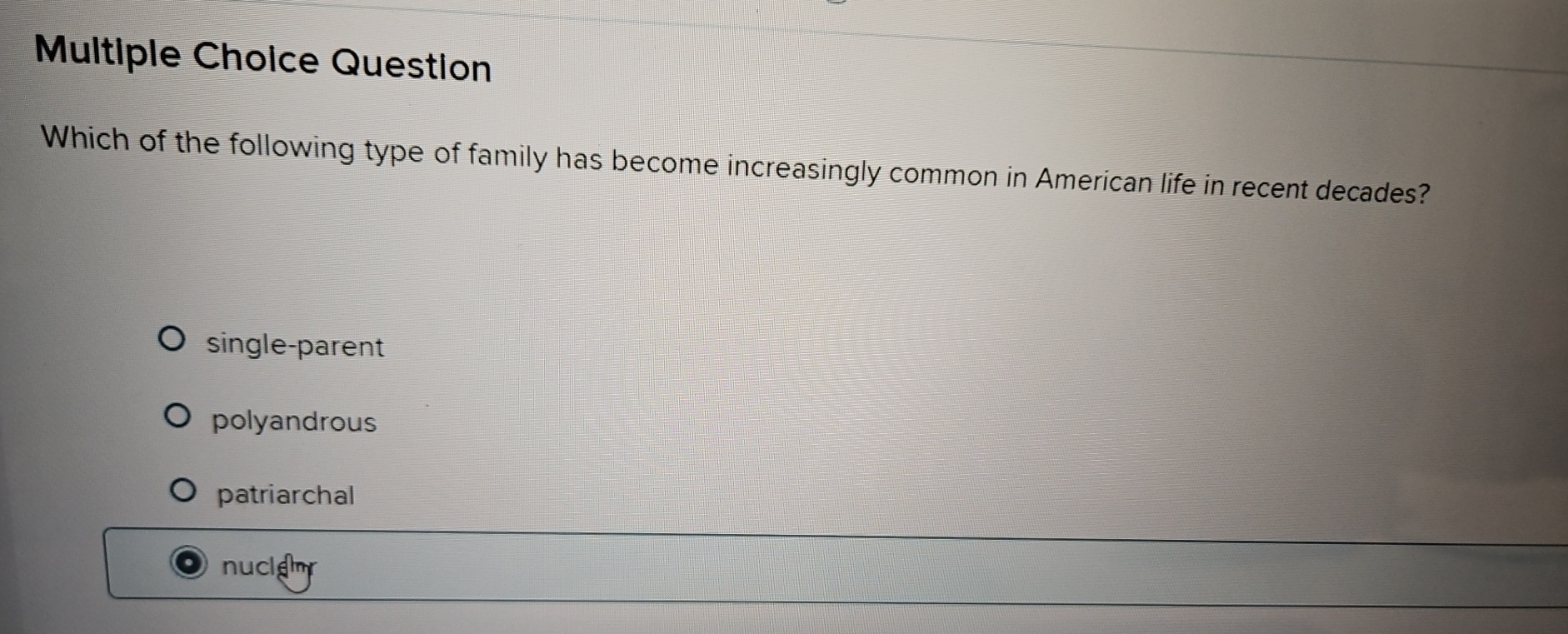 Solved Multiple Cholce QuestionWhich of the following type | Chegg.com