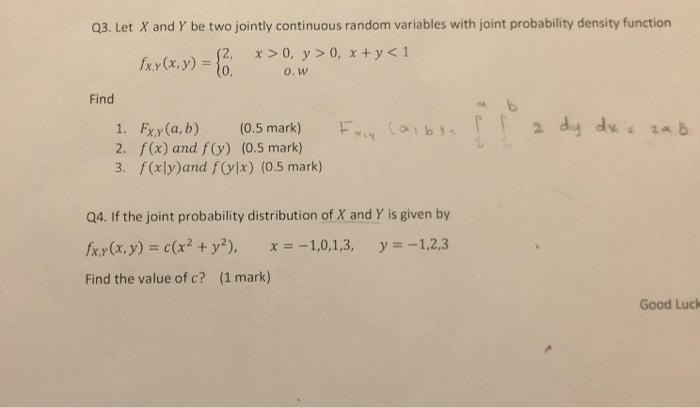Solved Q1. let X and Y be two jointly continuous random | Chegg.com