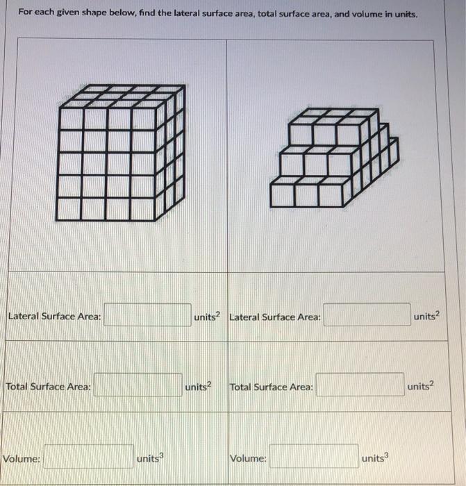 Solved For each given shape below, find the lateral surface | Chegg.com