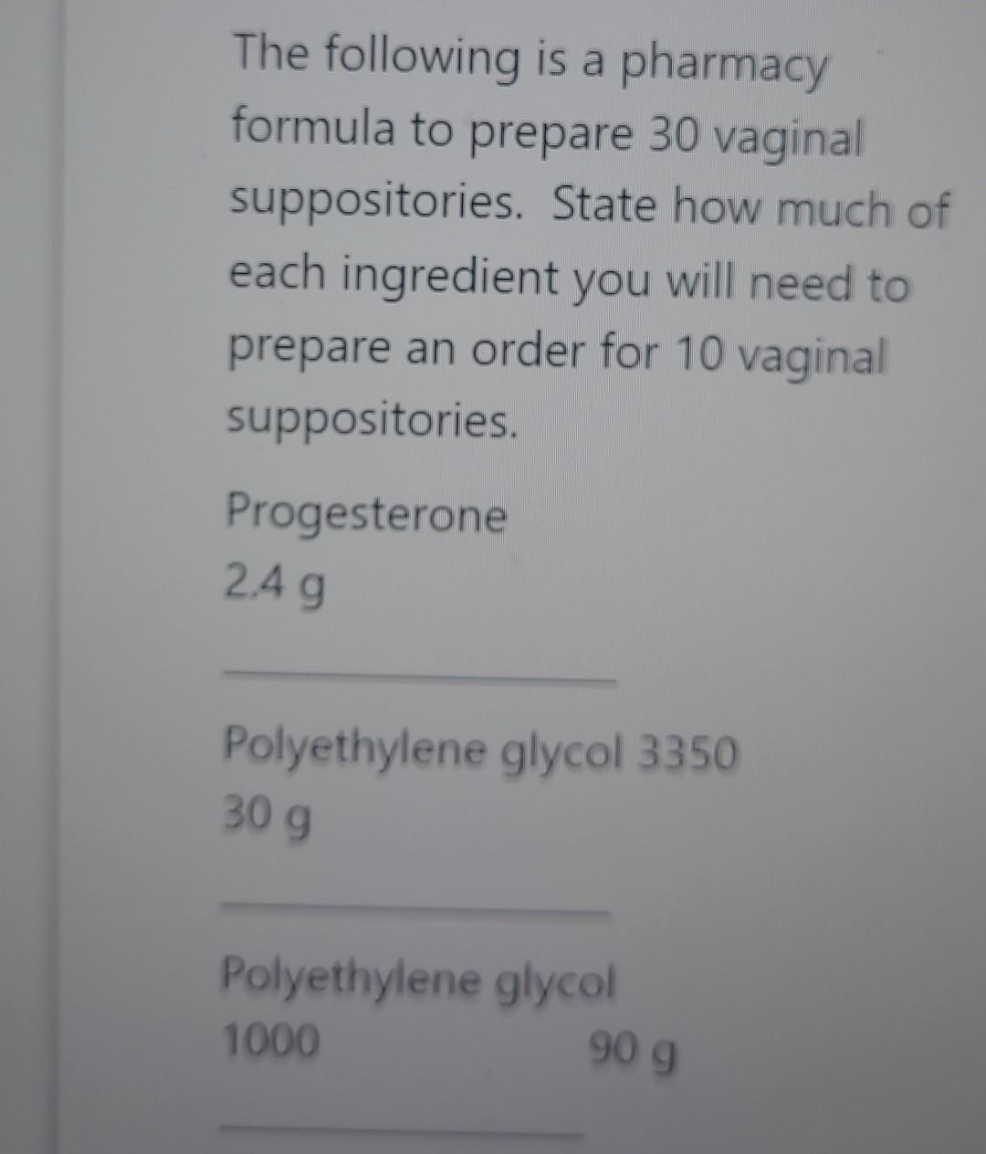 Solved The following is a pharmacy formula to prepare 30 | Chegg.com