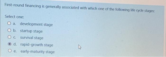 Solved First-round financing is generally associated with | Chegg.com