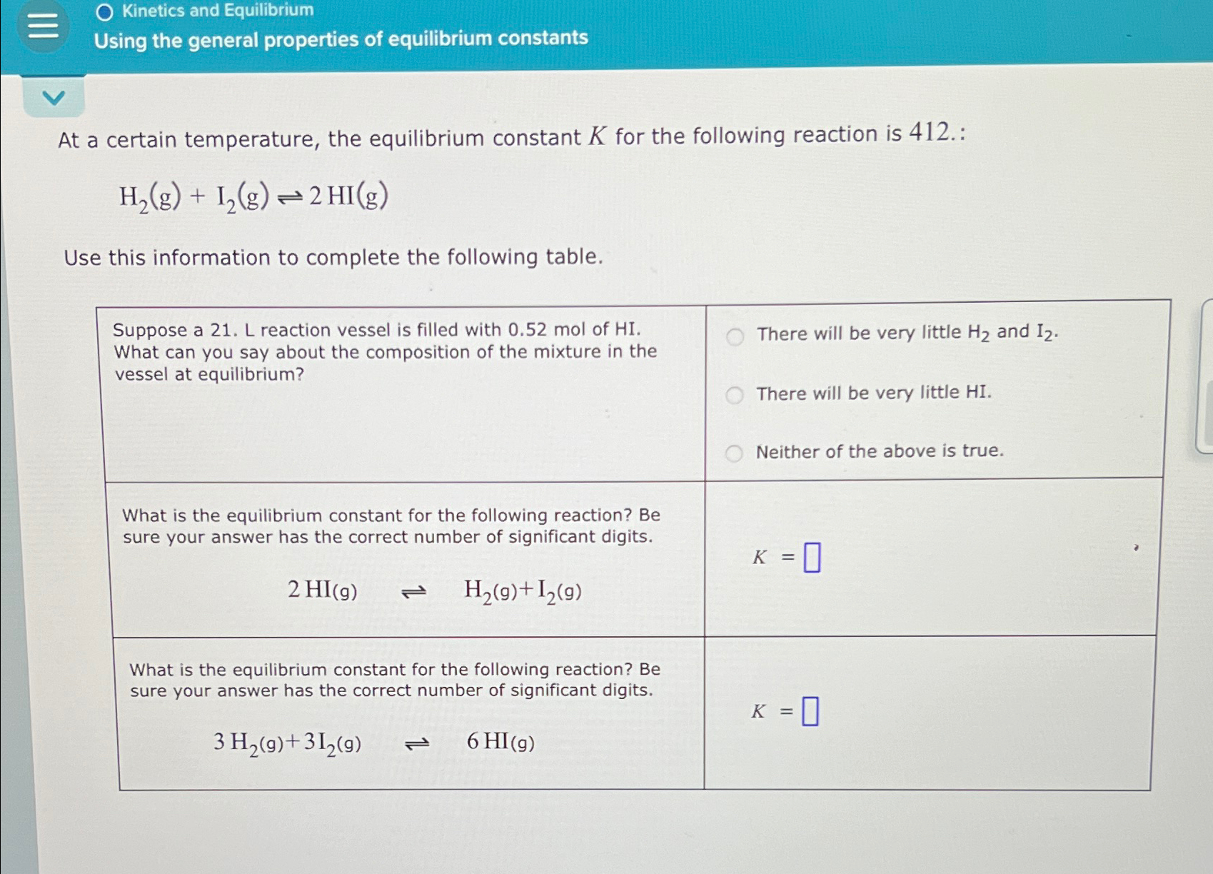 Solved Kinetics and EquilibriumUsing the general properties | Chegg.com