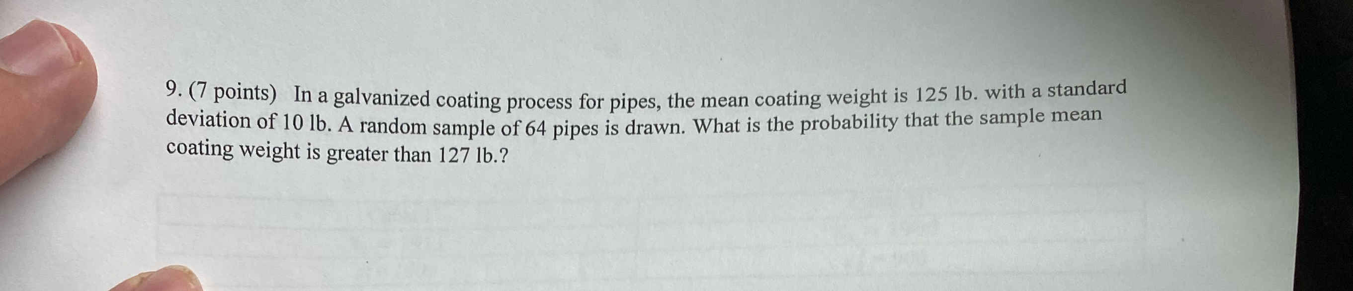 Solved (7 ﻿points) ﻿In a galvanized coating process for | Chegg.com
