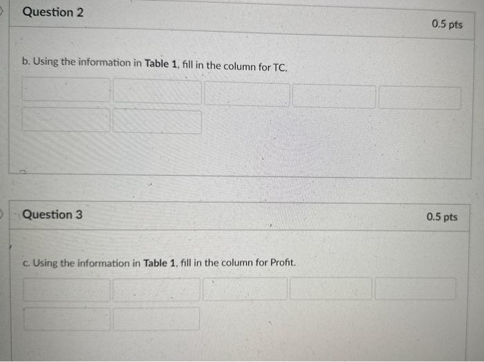 Solved b. Using the information in Table 1, fill in the | Chegg.com
