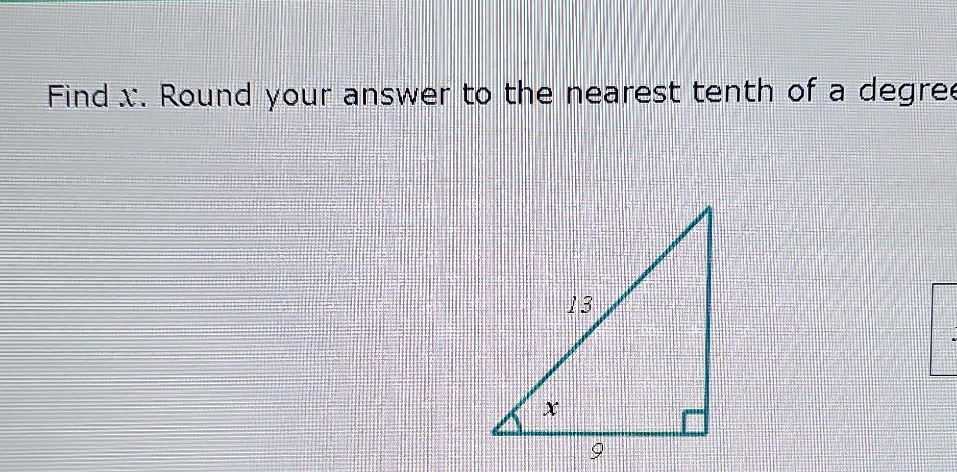 Solved Find x. Round your answer to the nearest tenth of a | Chegg.com