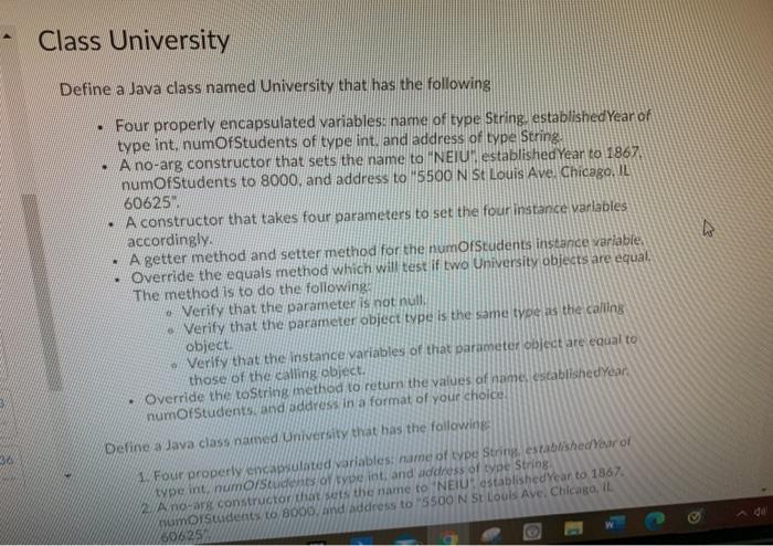 Solved Class University Define A Java Class Named University 