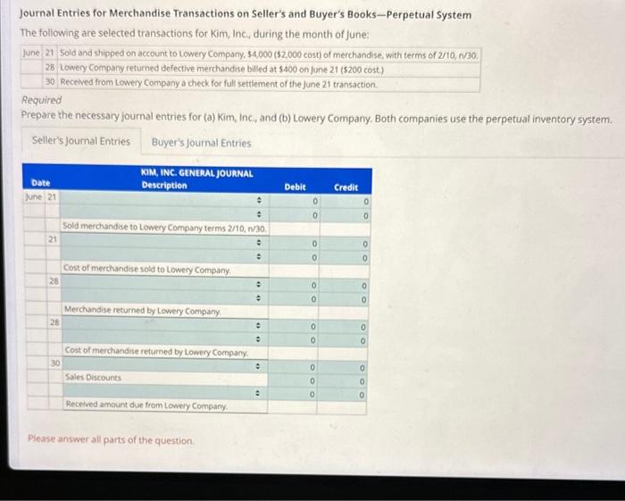 Solved Journal Entries for Merchandise Transactions on | Chegg.com