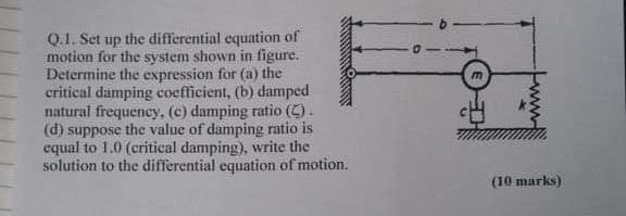 Solved Q.1. Set up the differential equation of motion for | Chegg.com