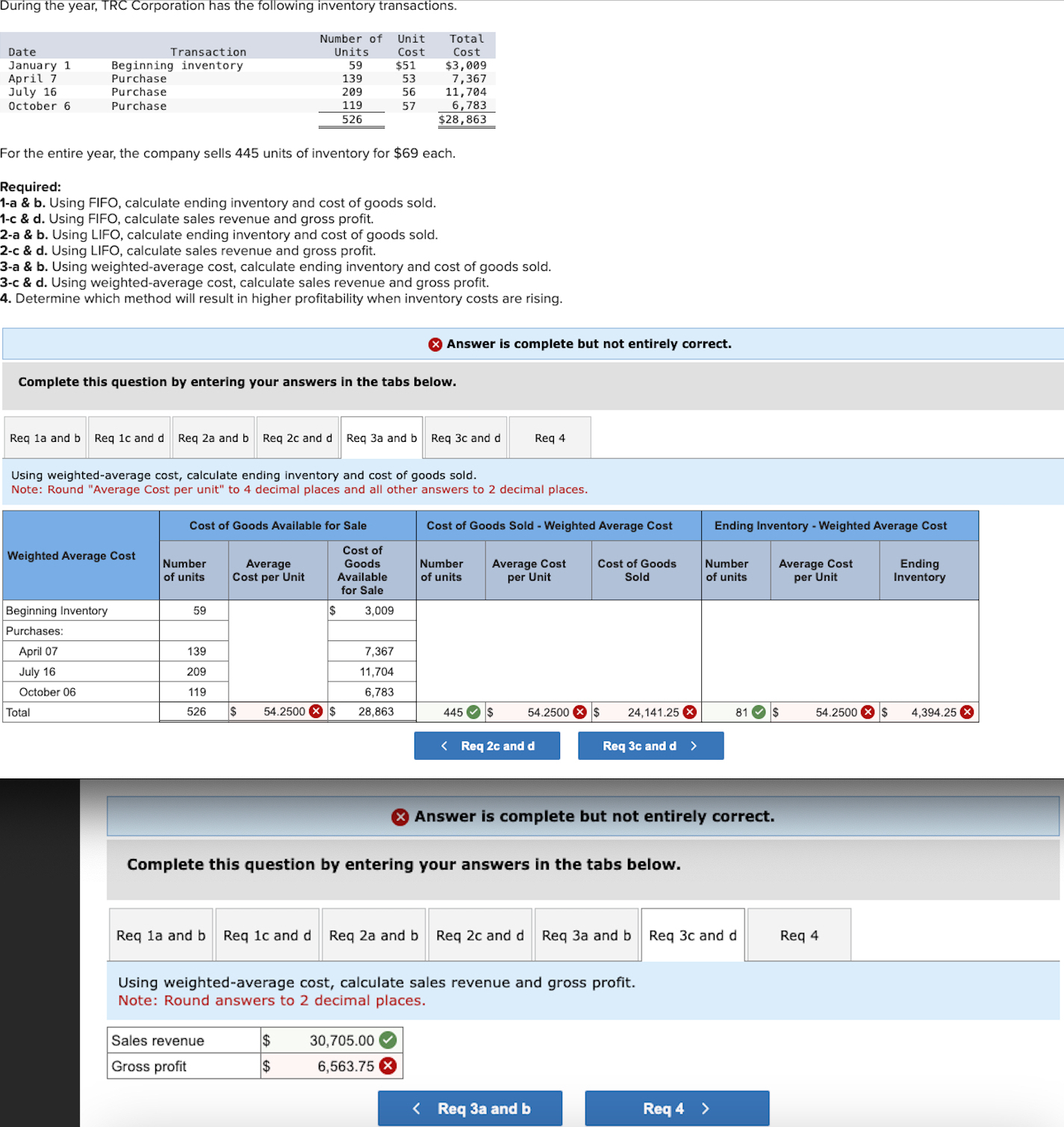 Solved Solve for the incorrect values. Please create tables | Chegg.com