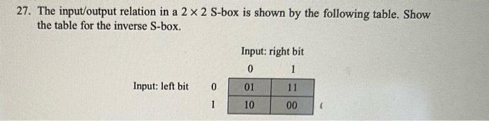 Solved 27. With the given 2-bit encryption table, draw the | Chegg.com