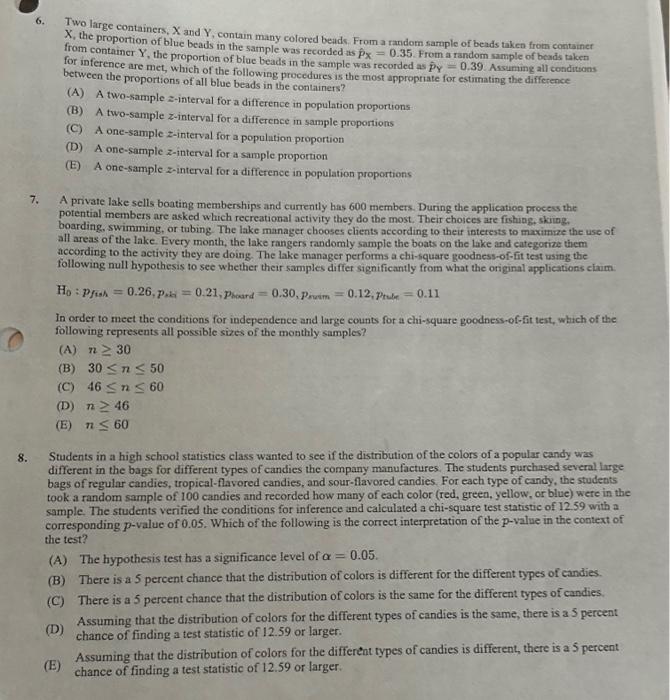 Solved 6. Two large containers, X and Y, contuin many | Chegg.com