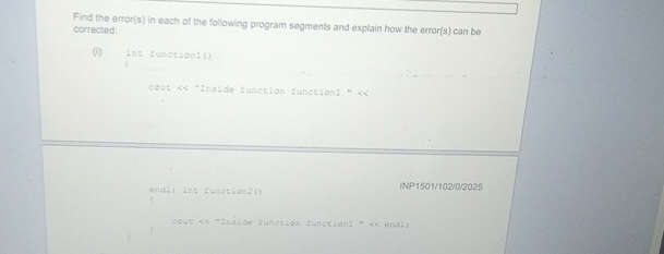 Solved Find the error(s) ﻿in each of the following program | Chegg.com