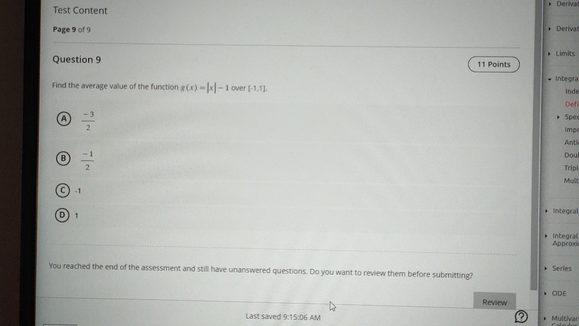 Solved Find the average value of the function g(x)=∣x∣−1 | Chegg.com