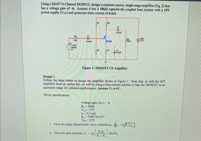 Solved Using a BS107 N-Channel MOSFET, design a | Chegg.com