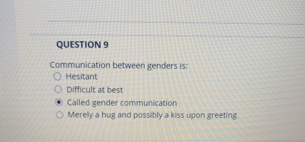 Solved QUESTION 9 Communication between genders is: Hesitant | Chegg.com