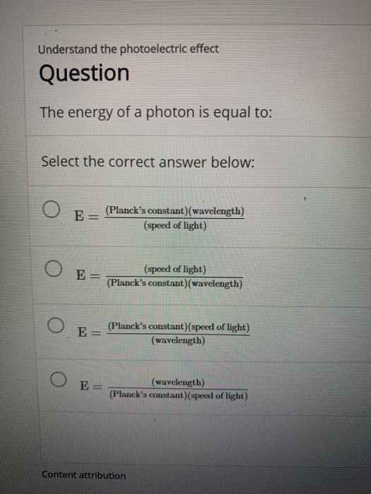 Solved Understand the photoelectric effect Question The | Chegg.com