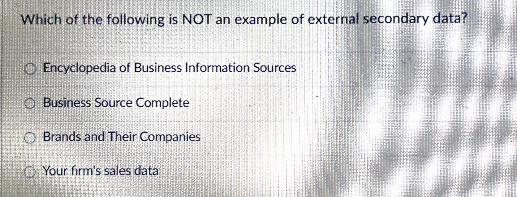 Solved Which of the following is NOT an example of external | Chegg.com