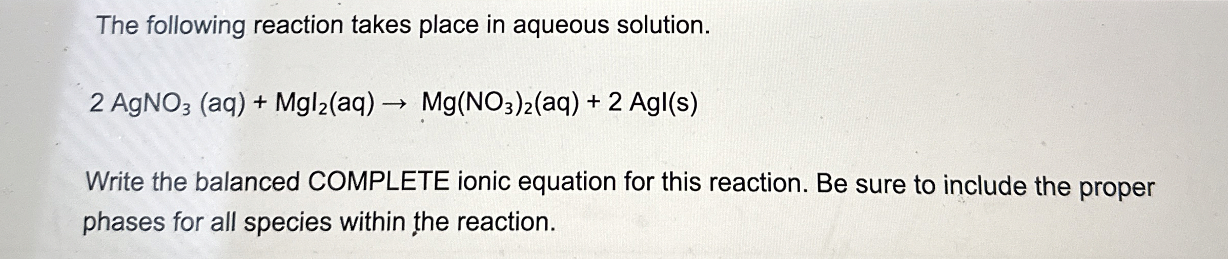 Solved The following reaction takes place in aqueous | Chegg.com