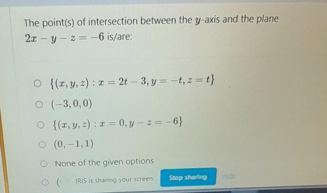 Solved The point(s) of intersection between the y-axis and | Chegg.com
