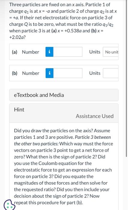 Solved Three particles are fixed on an x axis. Particle 1 of | Chegg.com