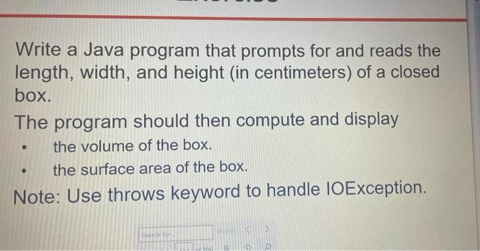 Solved Write a Java program that prompts for and reads the | Chegg.com