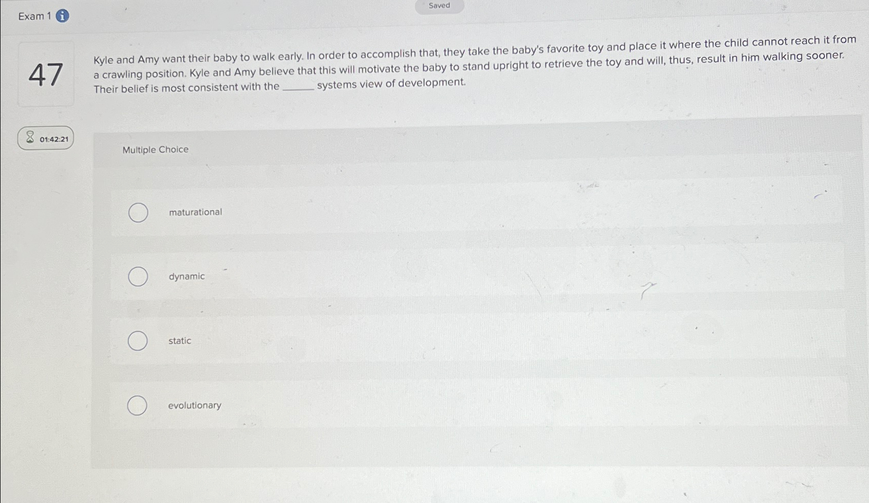 Solved Exam 1 ﻿iSaved47Kyle and Amy want their baby to walk | Chegg.com