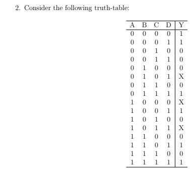Solved 2. Consider the following truth-table: (b) (12 | Chegg.com