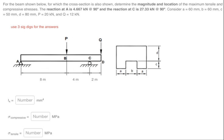 Solved For the beam shown below, for which the cross-section | Chegg.com