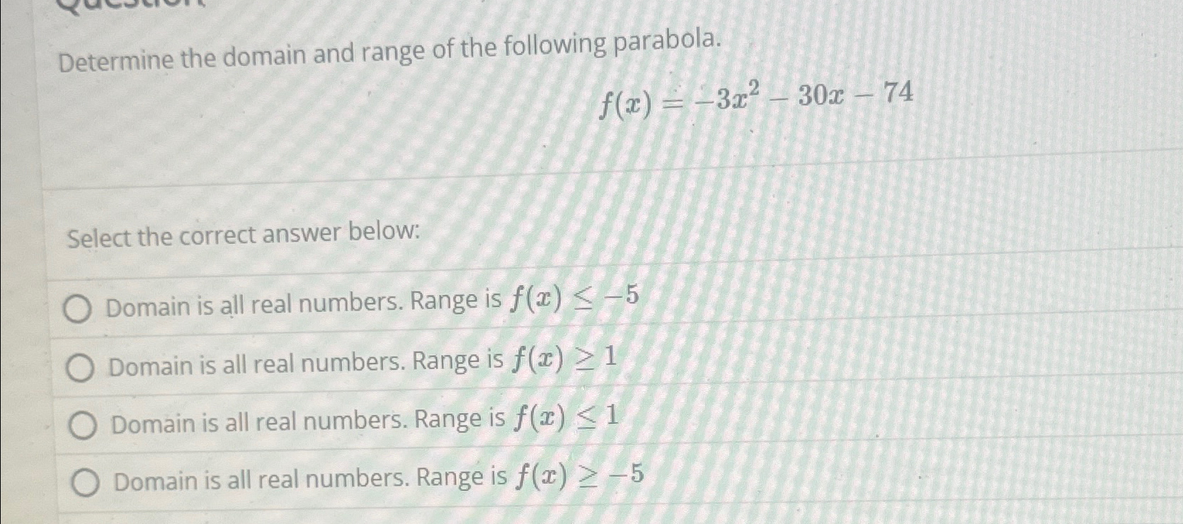 Solved Determine the domain and range of the following | Chegg.com