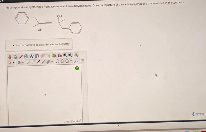 Solved This compound was synthesized from acetylene and an | Chegg.com