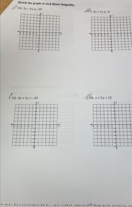 Solved Sketch the graph of each linear inequality. 16) 2x - | Chegg.com