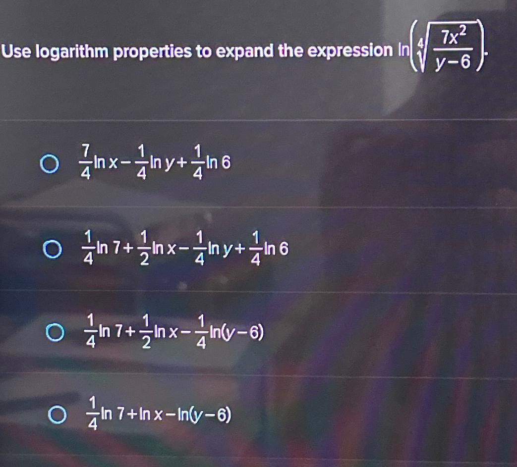 Solved Use logarithm properties to expand the expression | Chegg.com