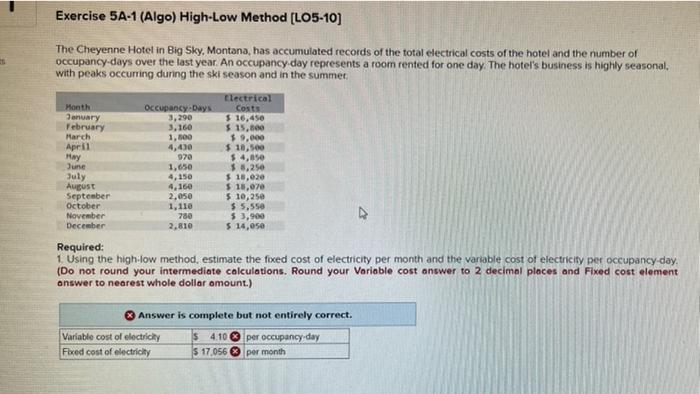 Solved Exercise 5A-1 (Algo) High-Low Method [LO5-10] The | Chegg.com