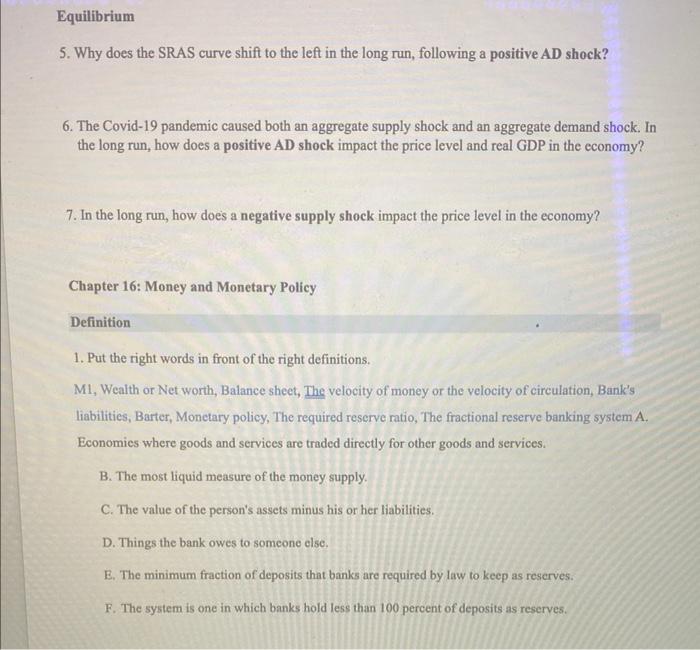 Solved 5. Why does the SRAS curve shift to the left in the | Chegg.com