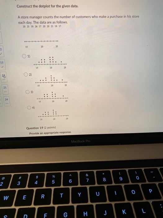 Solved Construct The Dotplot For The Given Data A Store