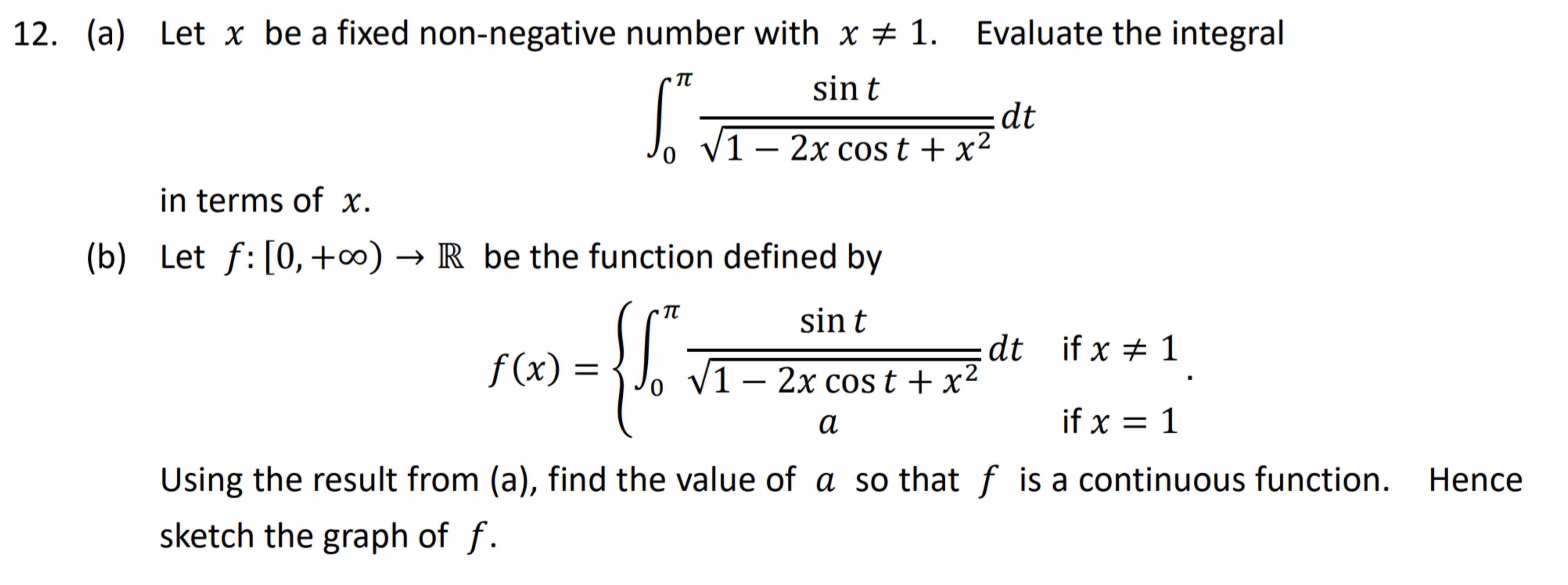 Solved (a) ﻿Let x ﻿be a fixed non-negative number with x≠1. | Chegg.com