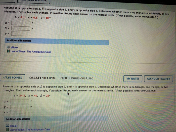 Solved Assume als opposite side a, B is opposite side b, and | Chegg.com