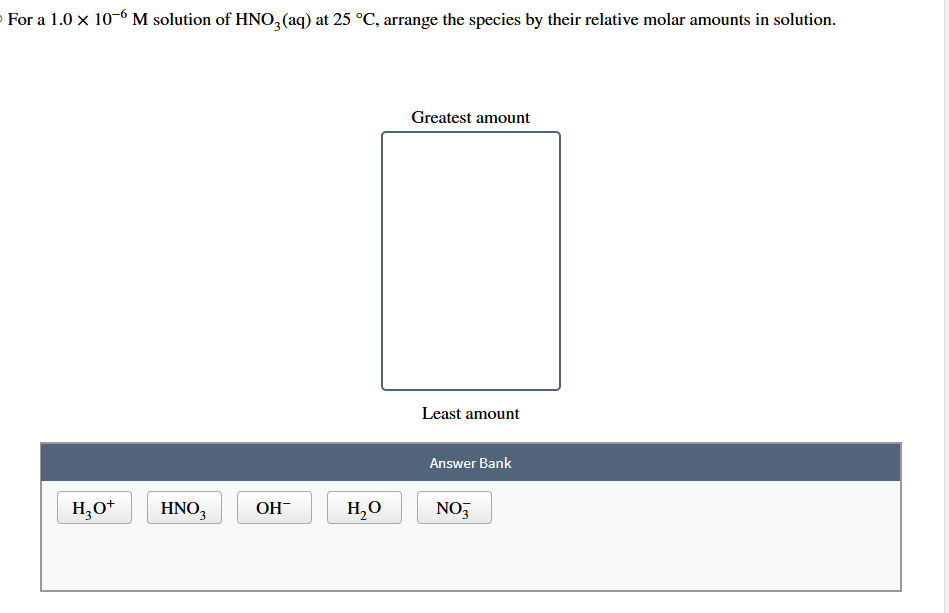 High Quality Solution For A 1 0×10 6m solution Of Hno3 Aq At 25°c