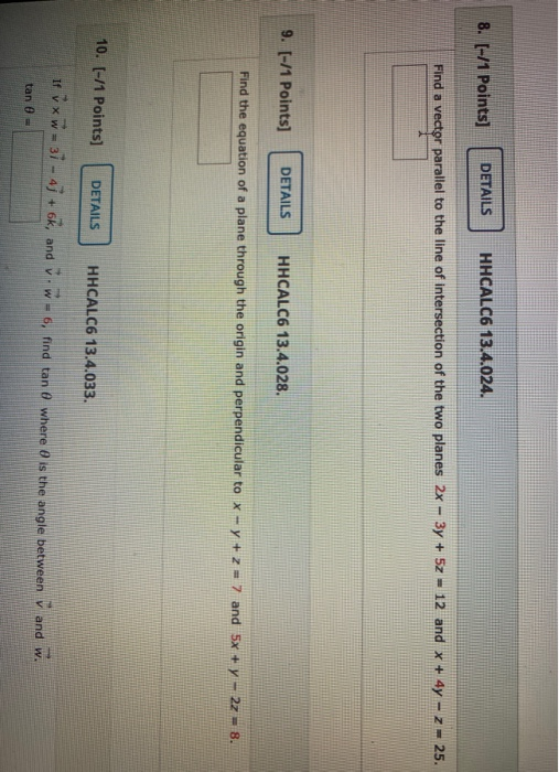 Solved webassign Find a vector parallel to the line of | Chegg.com