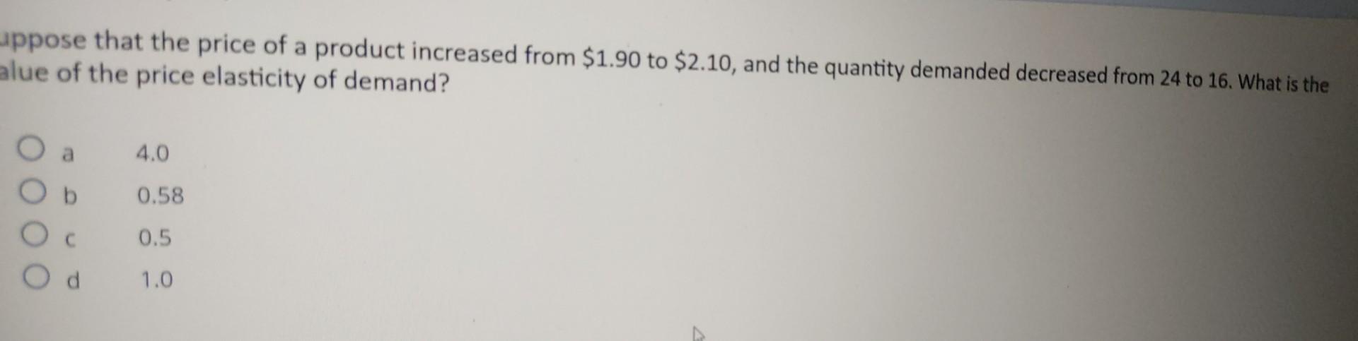 Solved ppose that the price of a product increased from | Chegg.com