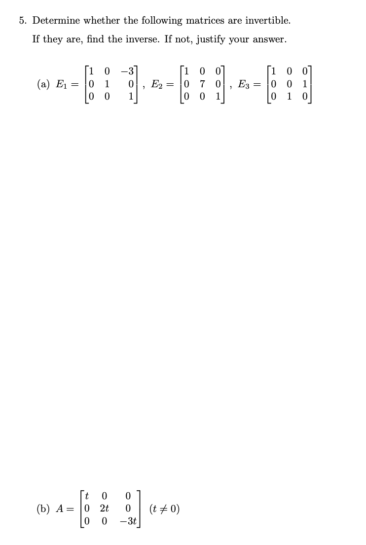 Solved Determine whether the following matrices are | Chegg.com