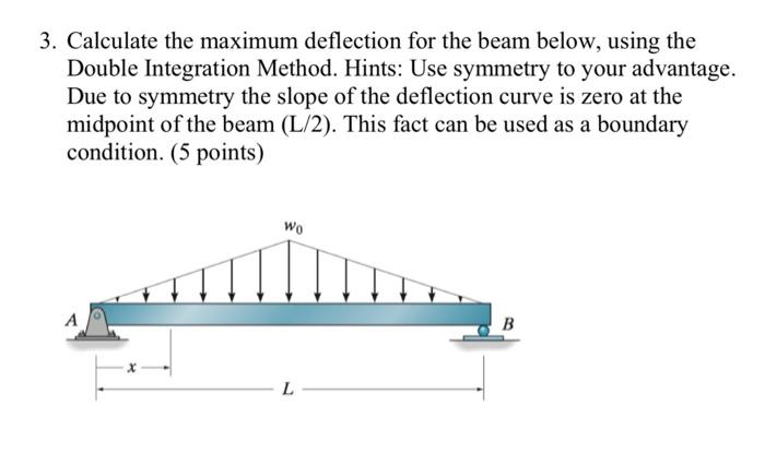 Solved 3. Calculate the maximum deflection for the beam | Chegg.com