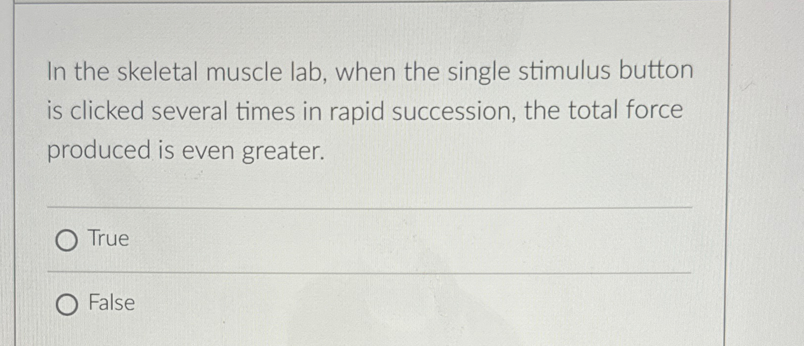 Solved In the skeletal muscle lab, when the single stimulus | Chegg.com
