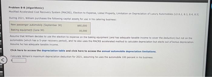 Problem 8-8 (Algorithmic) Modified Accelerated Cost | Chegg.com