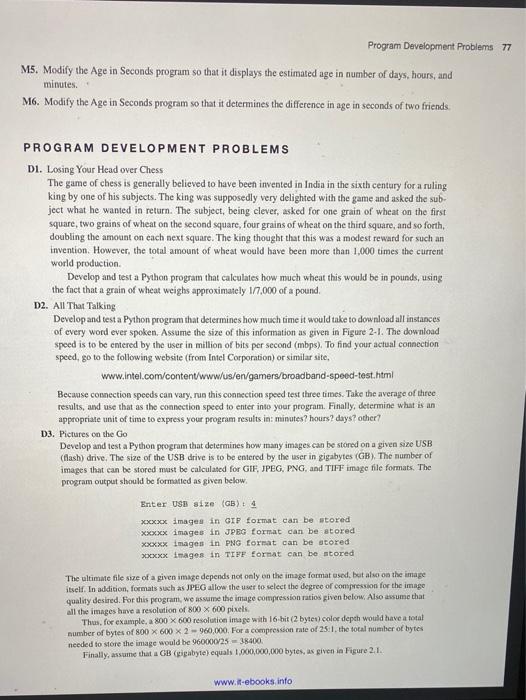 Solved Chapter 2 PROGRAM DEVELOPMENT PROBLEMS D3. pages 77 | Chegg.com